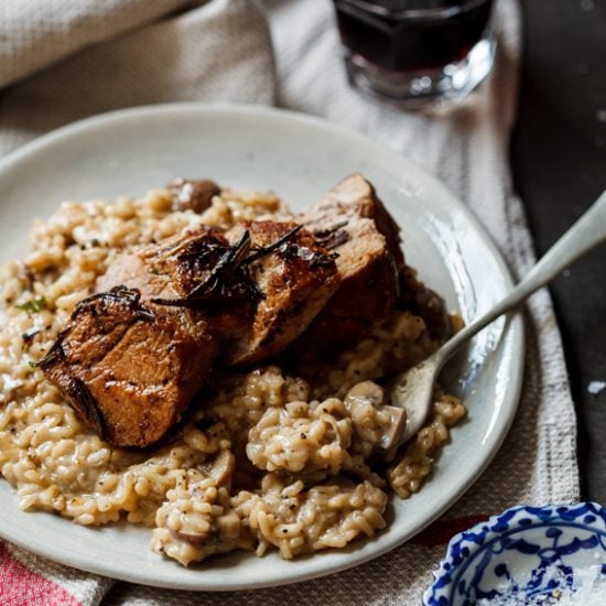 Date night pork fillet with mushroom risotto - Simply Delicious