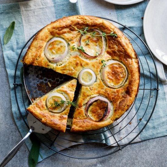 Cheese and onion savoury cake - Simply Delicious