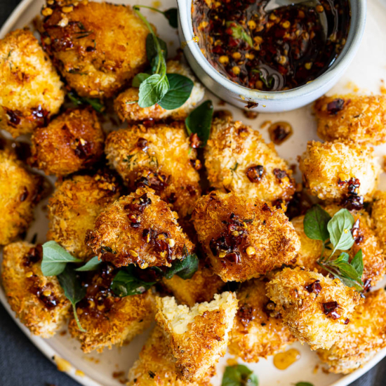 Air Fried Crispy Feta Bites with Hot Honey - Simply Delicious